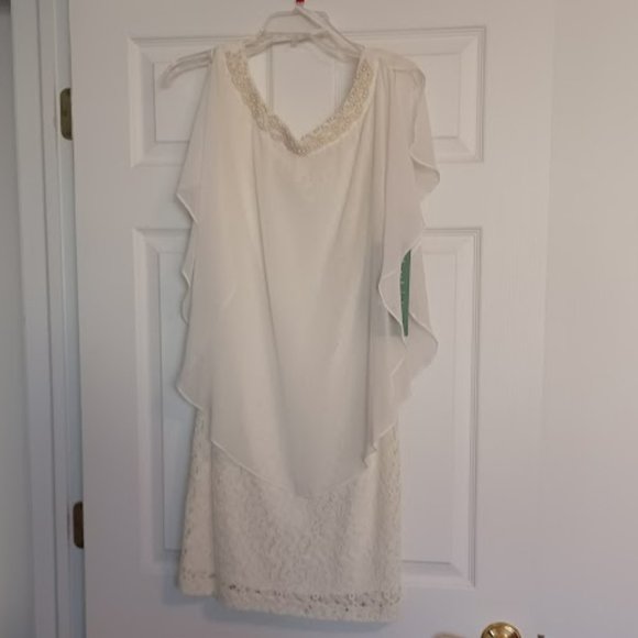 Studio One | Dresses | Nwt Studio One Light Ivory Lace Draped Chiffon ...